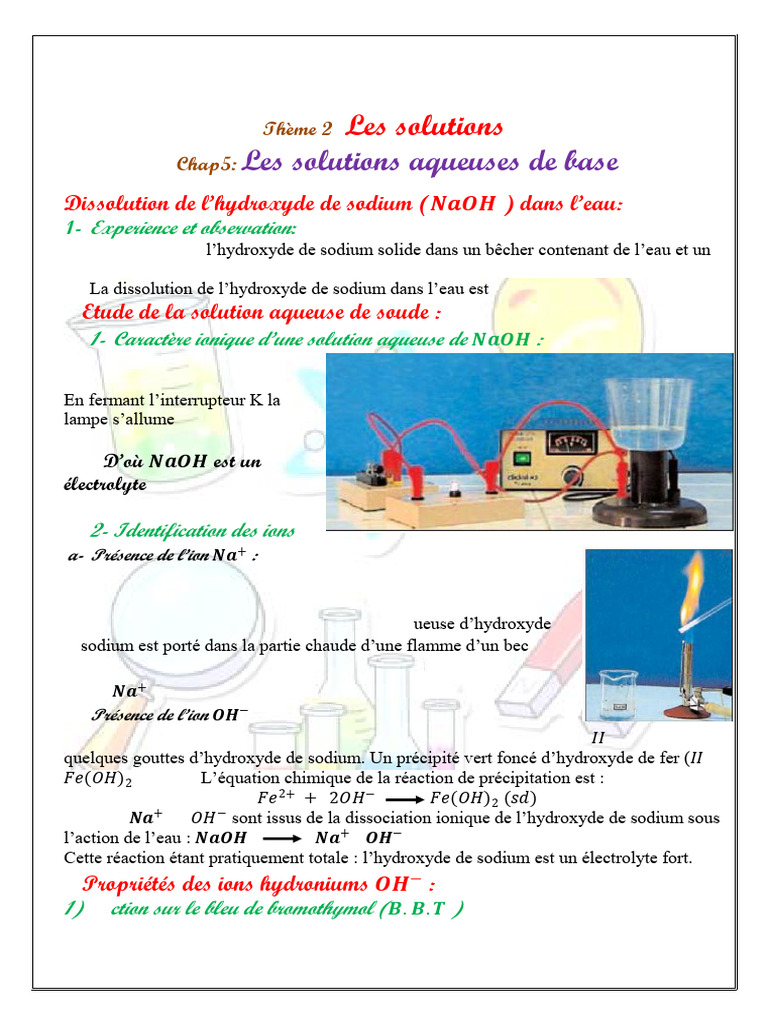 Les Solutions Aqueuses de Base | PDF