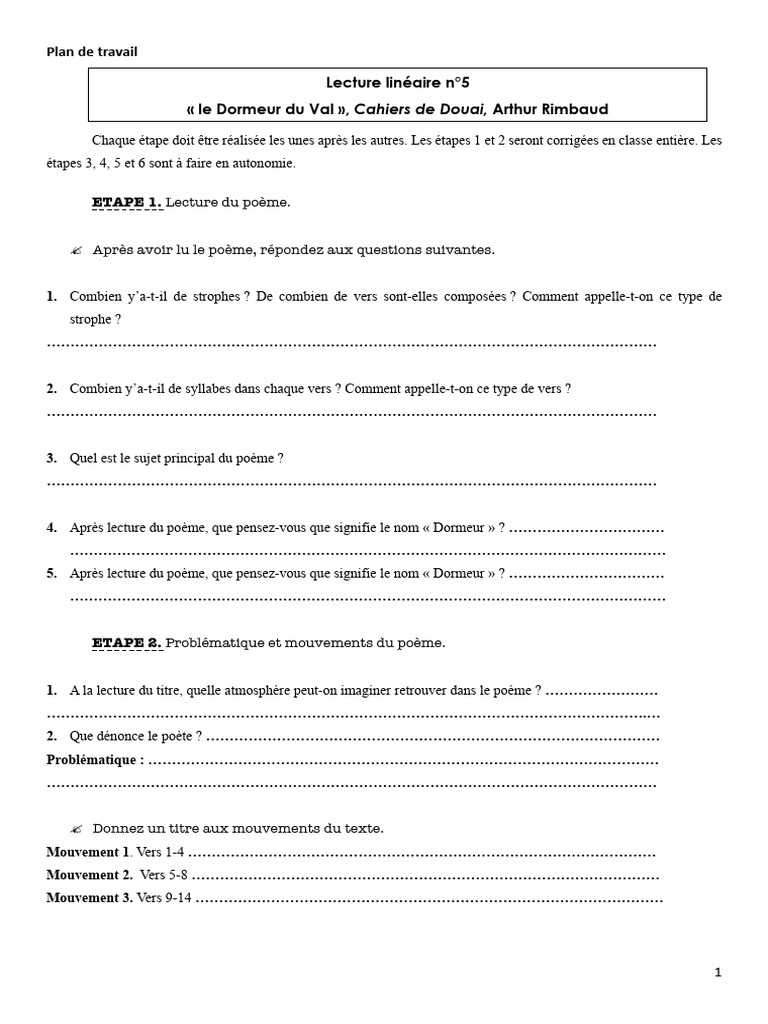 LL Le Dormeur Du Val | PDF