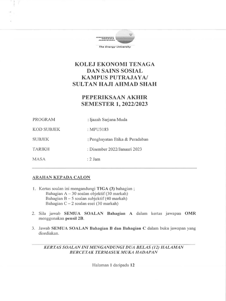 MPU3183 - Penghayatan Etika Dan Peradaban 2 | PDF