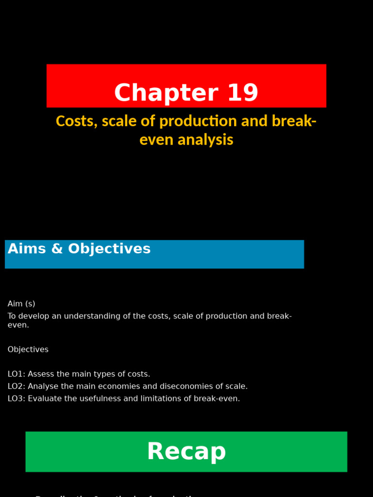 Chapter 19 - Costs, Scales and Break-Even | PDF