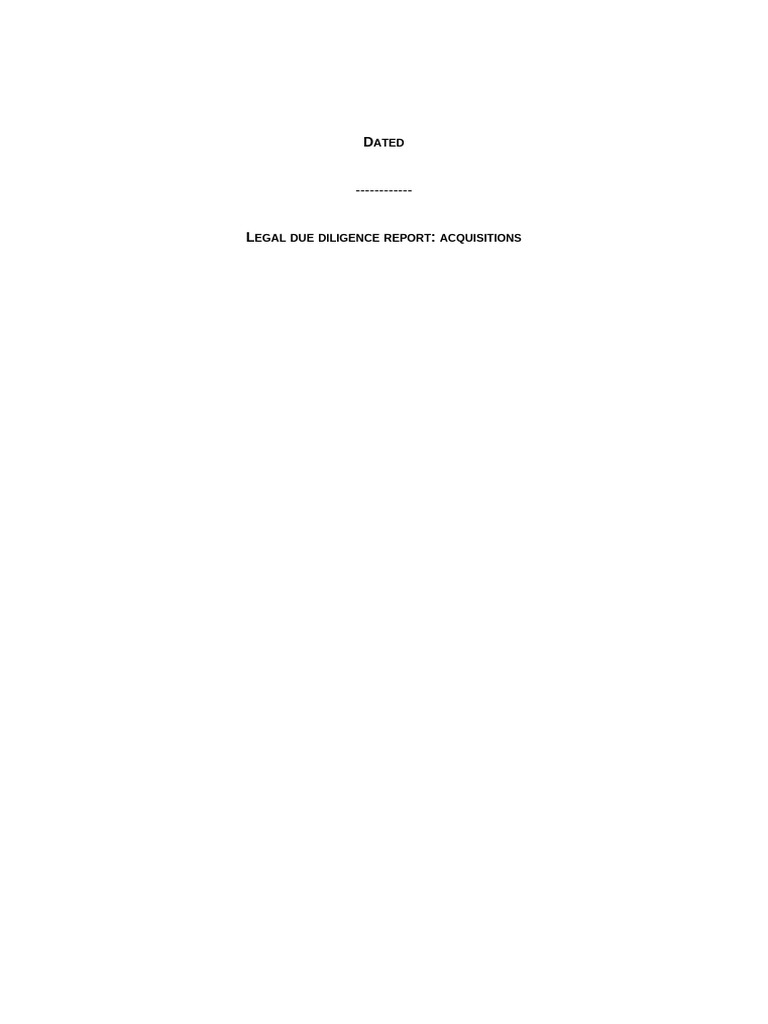 Acquisition DD Report Template | PDF