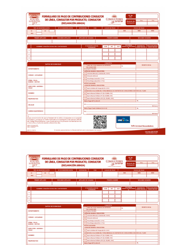 Formulario de Pago Afp Marzo | PDF