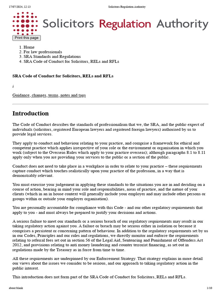 Sra Code of Conduct | PDF