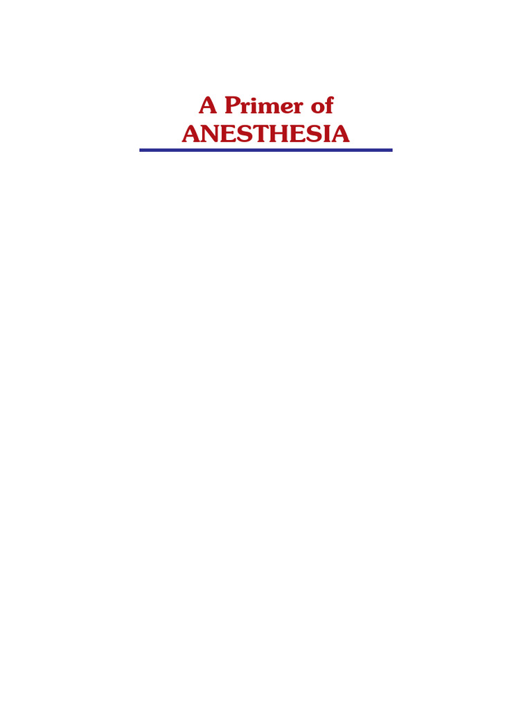 Primer of Anesthesia Sample | PDF