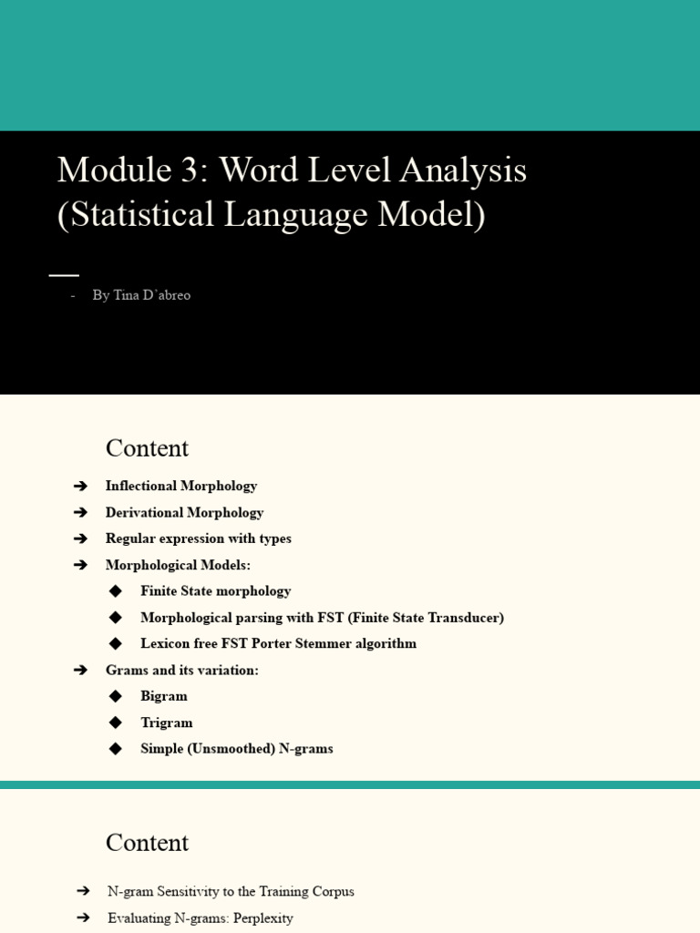 Module 3 - Part 1 - Word Level Analysis (Statistical Language Model) | PDF
