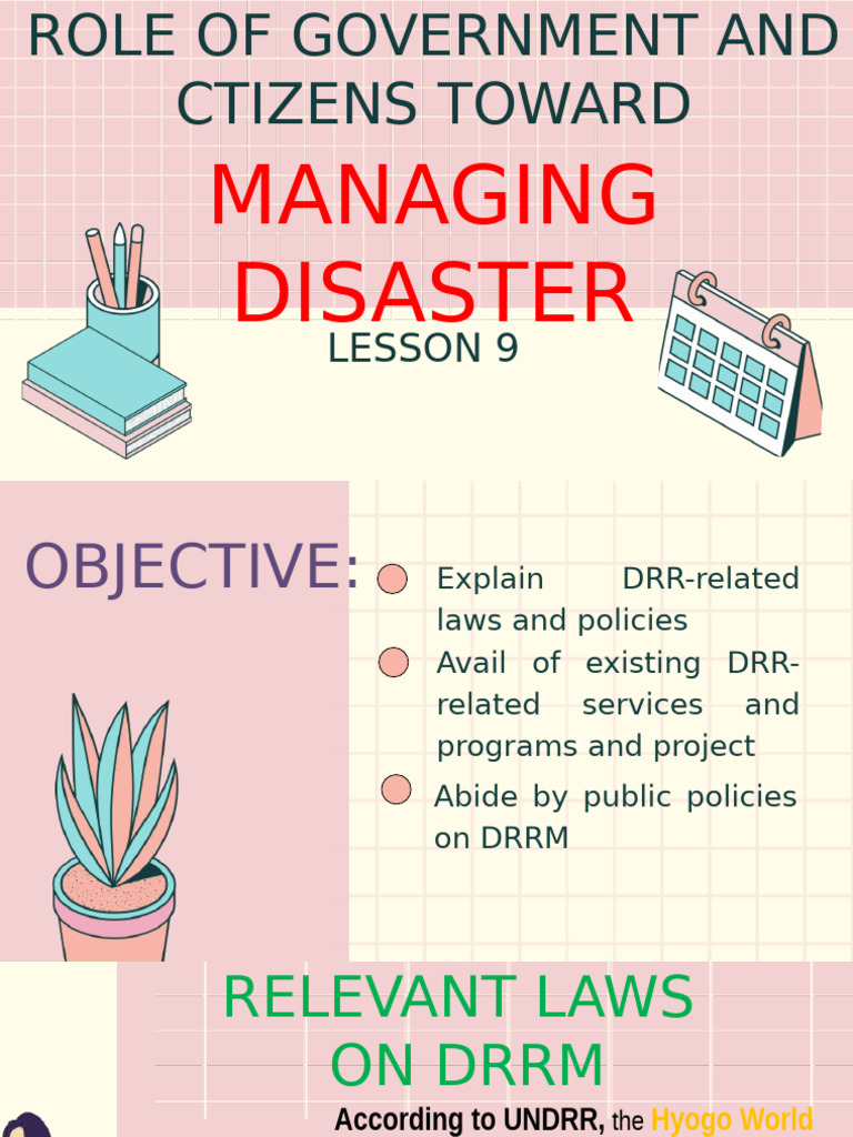 Lesson 9 (Role of Government and Citizens Toward Managing Disasters) | PDF
