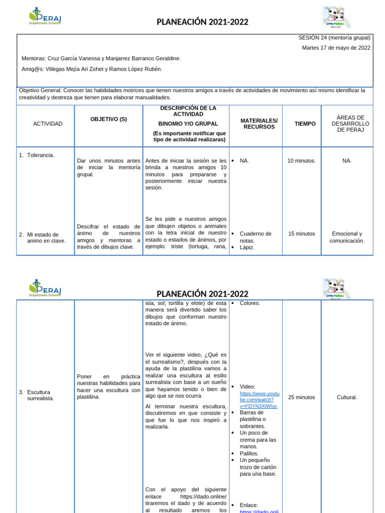 PLANEACION 17 y 19 de Mayo SESION 24 y 25 (Mentoria Grupal) | PDF