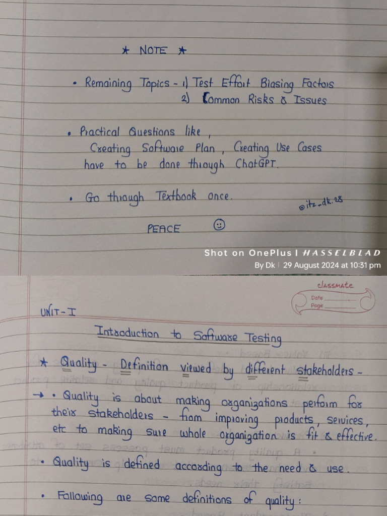 STQA Insem Notes by DK? | PDF