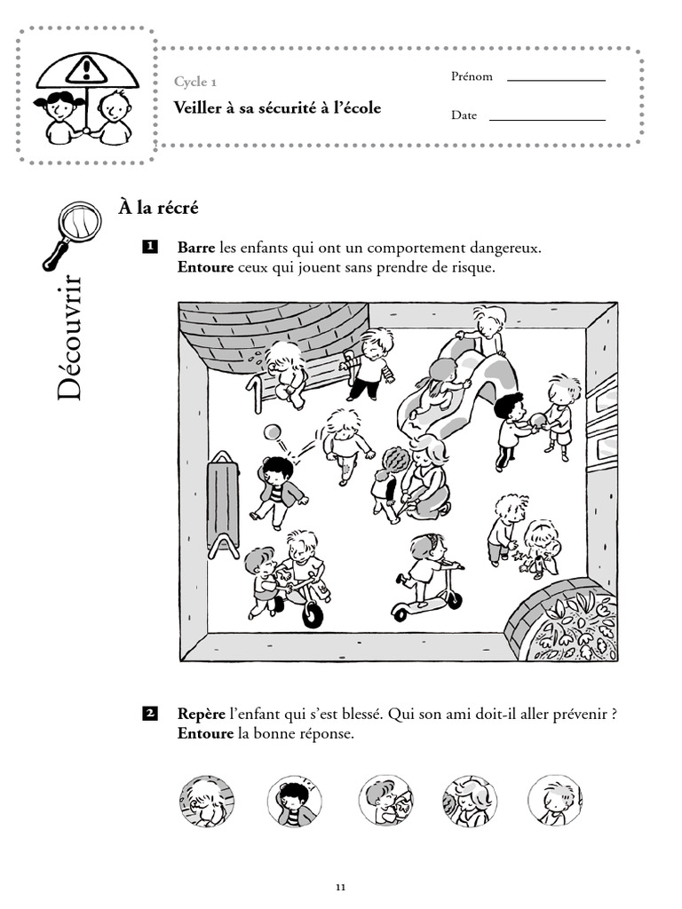 Cycle 1 - Élève - Veiller À Sa Sécurité À L - École | PDF