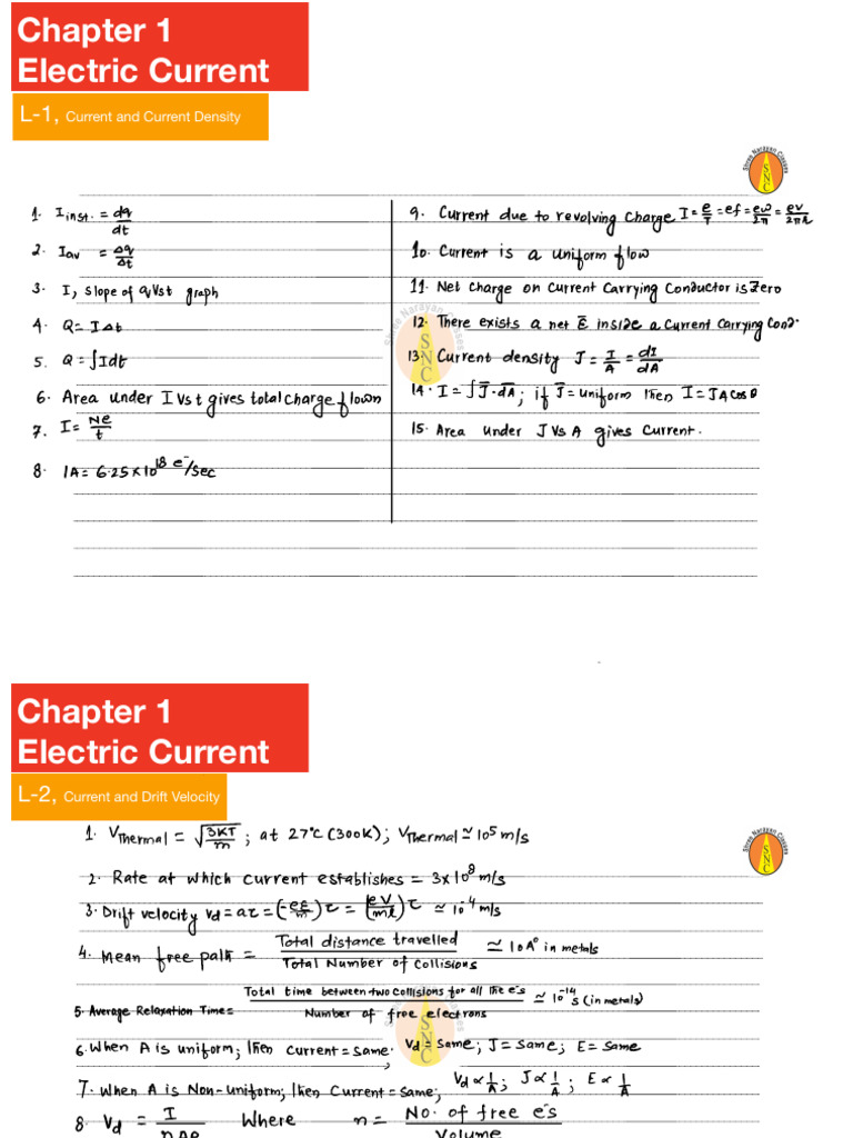 XII Formula Booklet CHP 5 | PDF