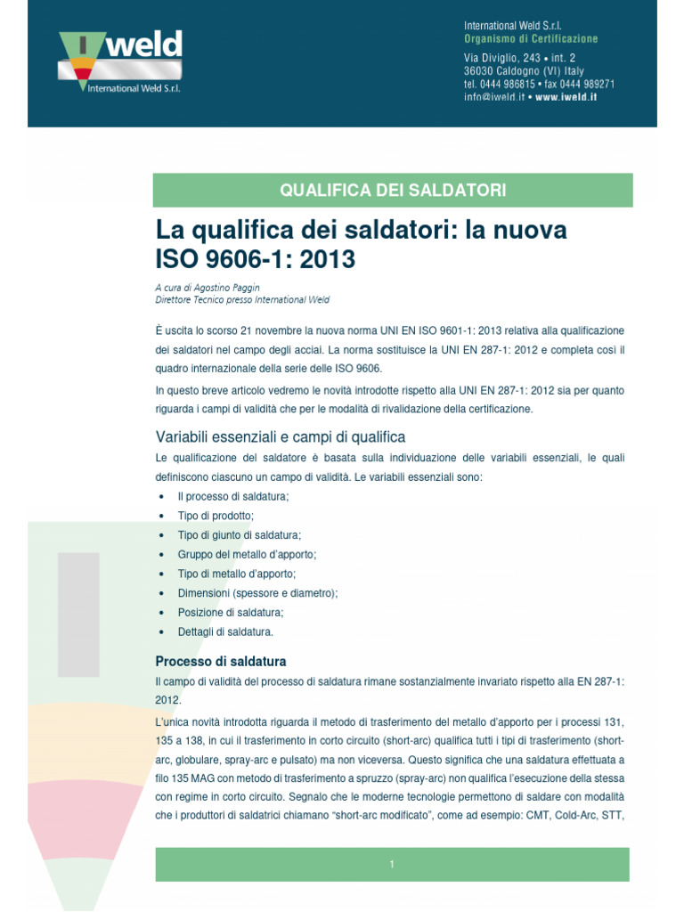 ISO9606 1 Qualifica Saldatori | PDF