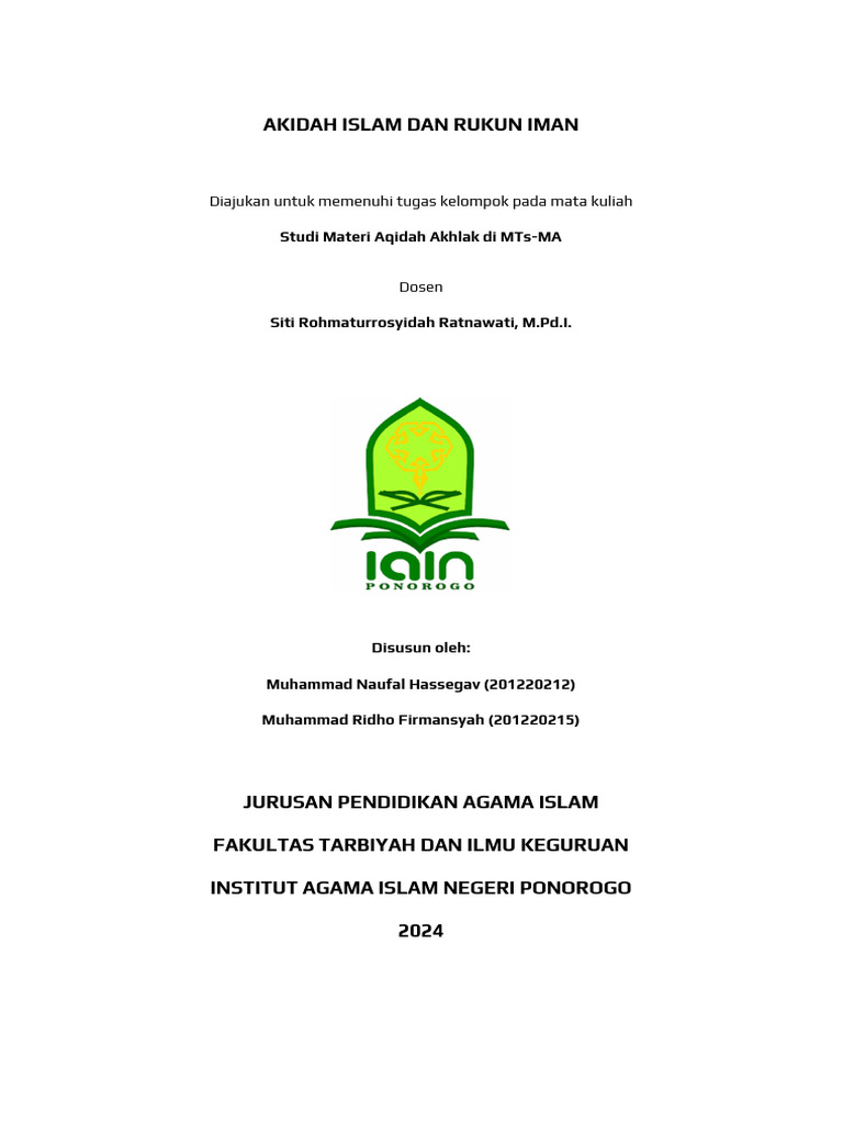 Akidah Islam Dan Rukun Iman | PDF | Religious Belief And Doctrine ...
