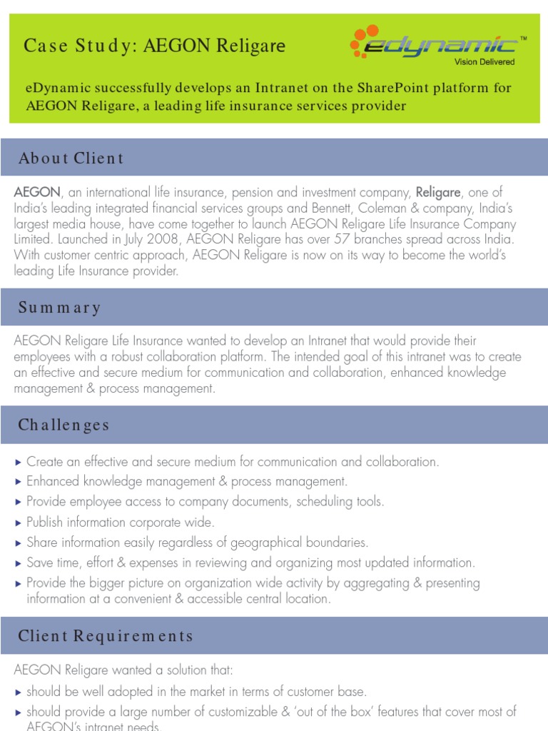 Aegon Case Study | PDF | Share Point | Software