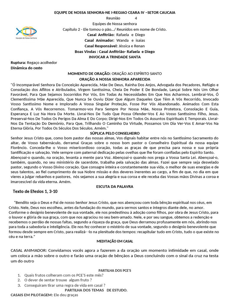 EQUIPE DE NOSSA SENHORA | PDF