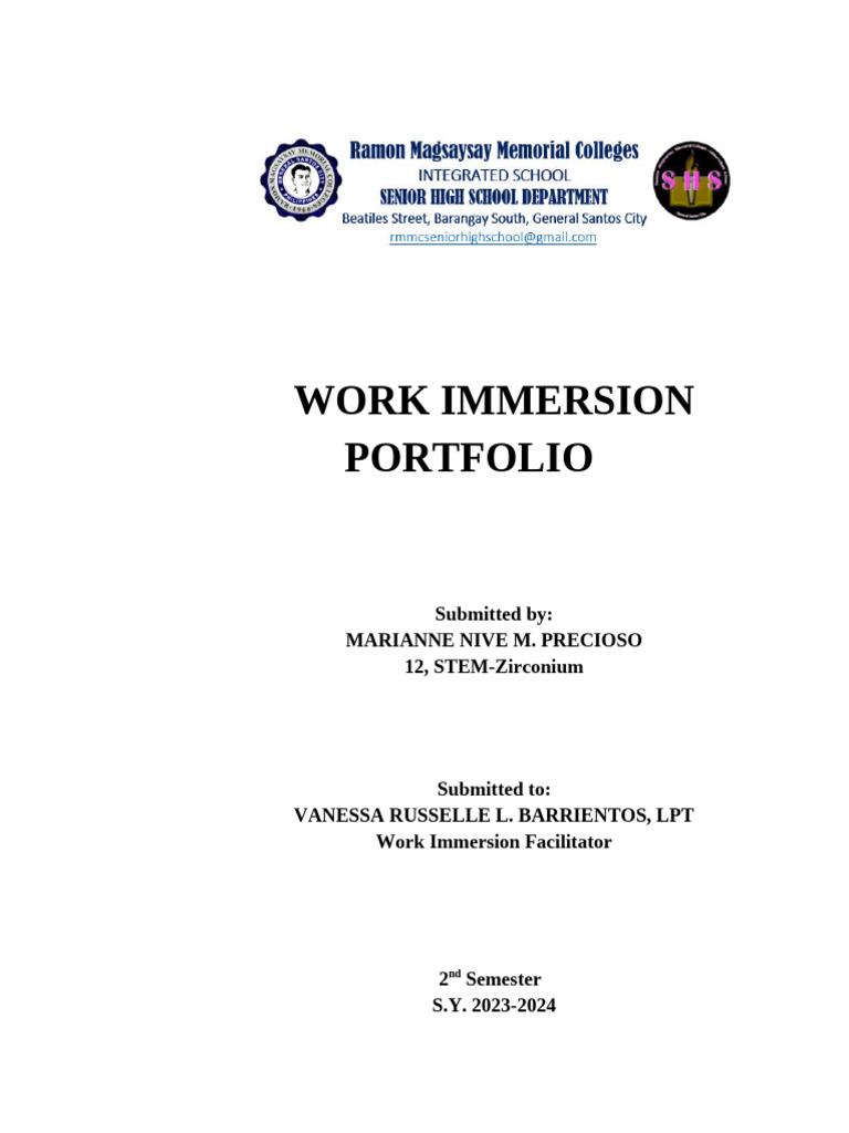 WORK-IMMERSION-PORTFOLIO-2024 | PDF