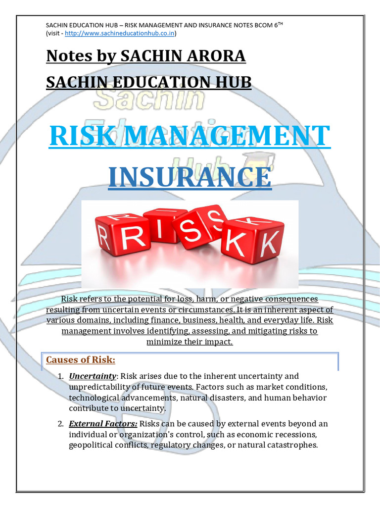 RISK MANAGEMENT AND INSURANCE NOTES BY SACHIN ARORA BCOM 6TH | PDF RISK MANAGEMENT AND INSURANCE NOTES BY SACHIN ARORA BCOM 6TH | PDF