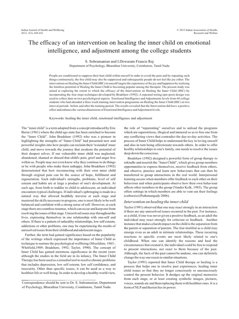 Healing The Inner Child | PDF | Self Esteem | Self-Improvement