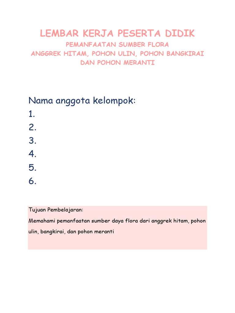 LKPD Sda Bab 1 Pemanfaatan Pertemuan Ke-1 | PDF