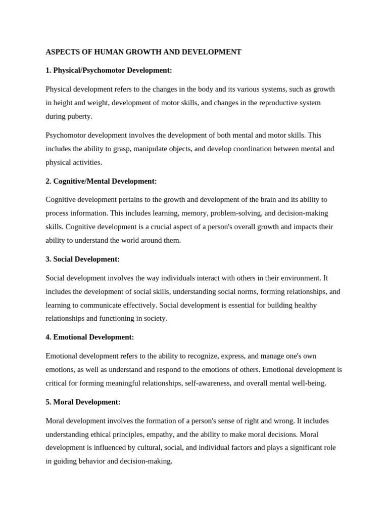 Aspects of Human Growth and Development | PDF