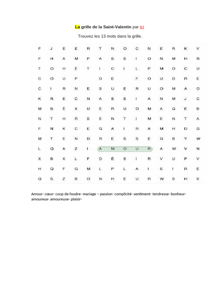 La Saint Valentin Des Mots Croisés 2023 | PDF