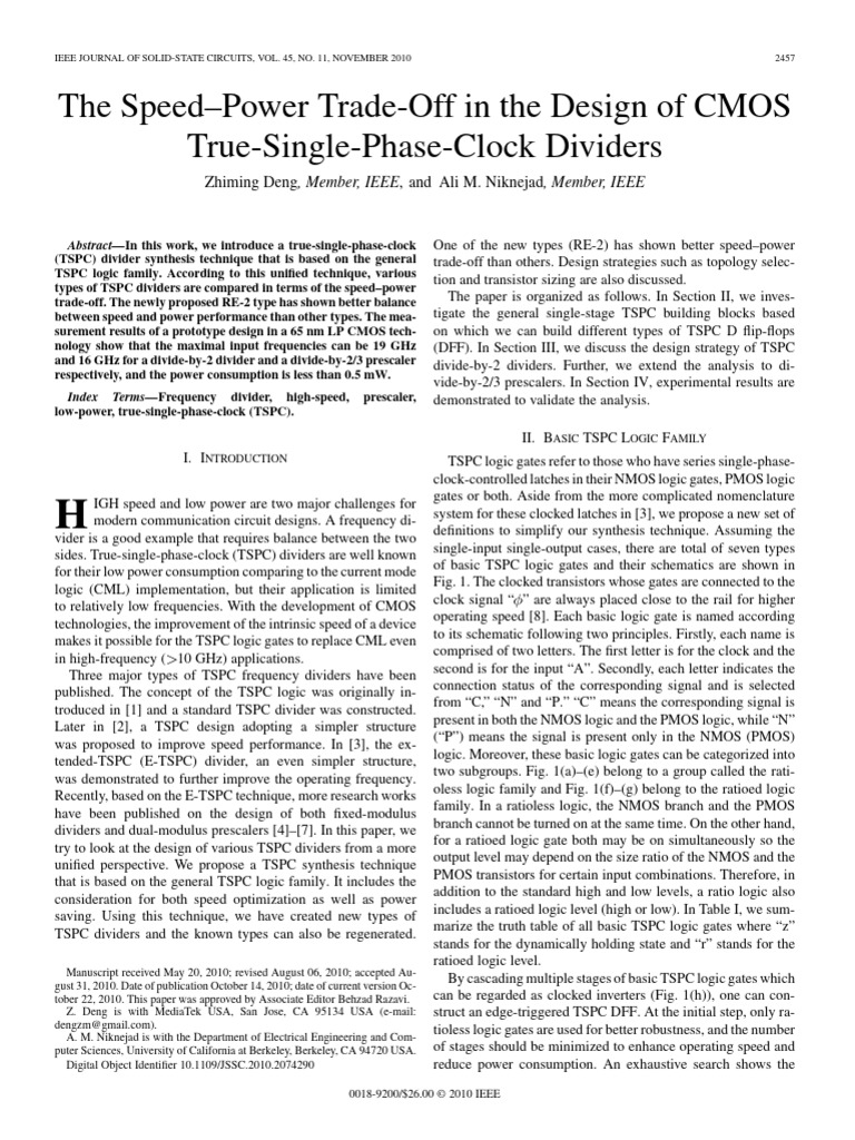 2010 - The Speed-Power Trade-Off in The Design of CMOS True-Single ...