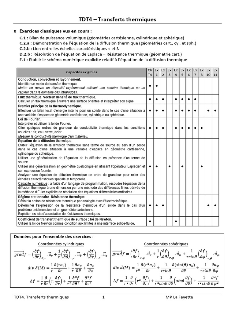 TDT4 - Transferts Thermiques | PDF