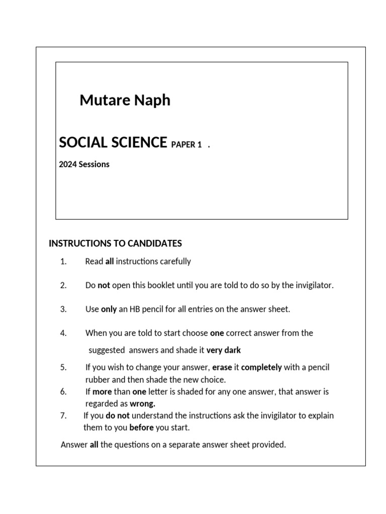Naph - Social Science - P1 | PDF