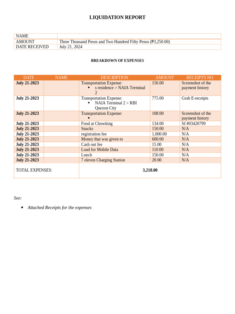 LIQUIDATION REPORT (July 21, 2024) | PDF