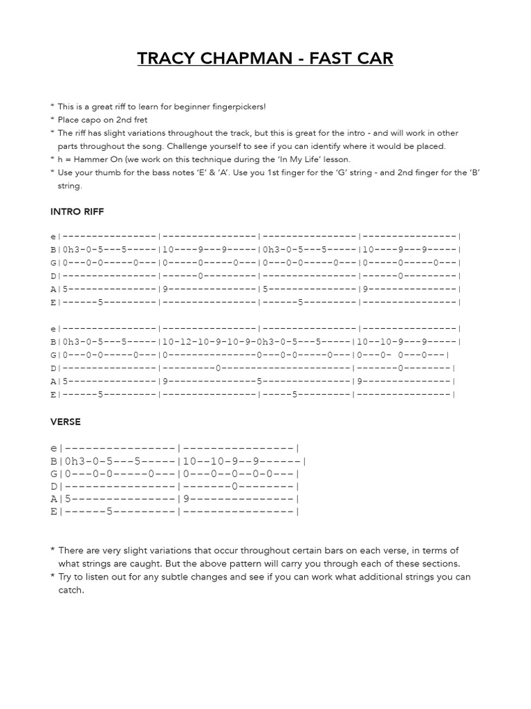 1.8 Tracy Chapman - Fast Car | PDF