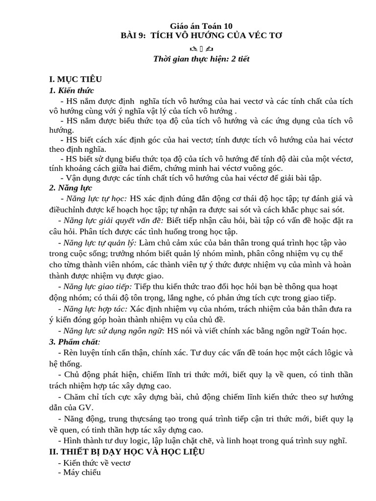 Bài 11 Tích Vô Hư NG C A Hai Vecto | PDF