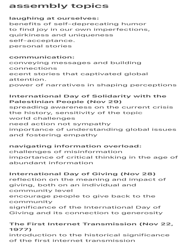 Assembly Topics | PDF