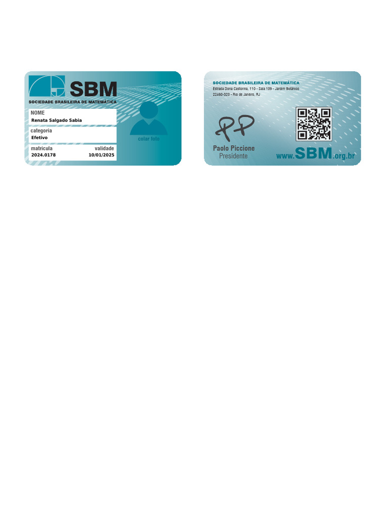 carteirinha sbm | PDF