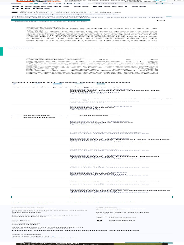 Biografia de Messi en Ingles PDF Lionel Messi… | PDF