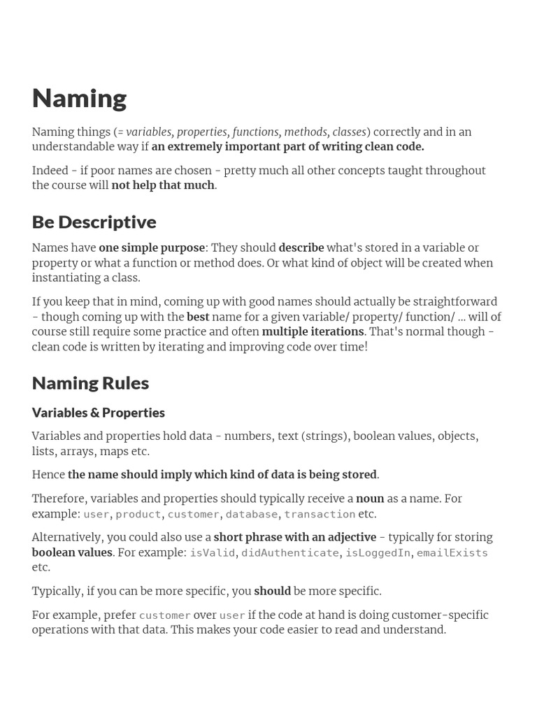 Naming Summary | PDF