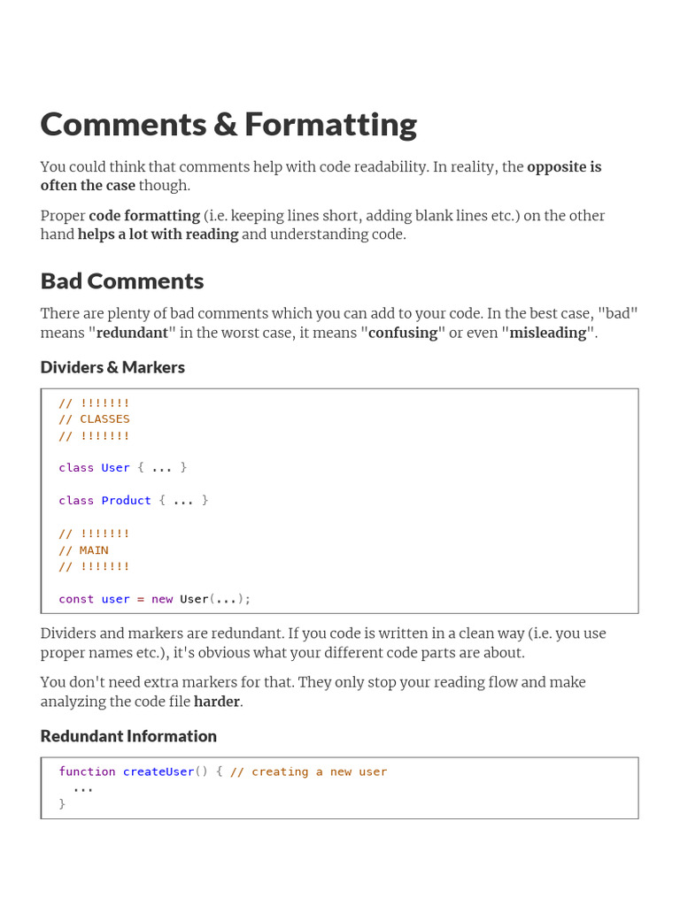 Comments-Formatting-Summary | PDF