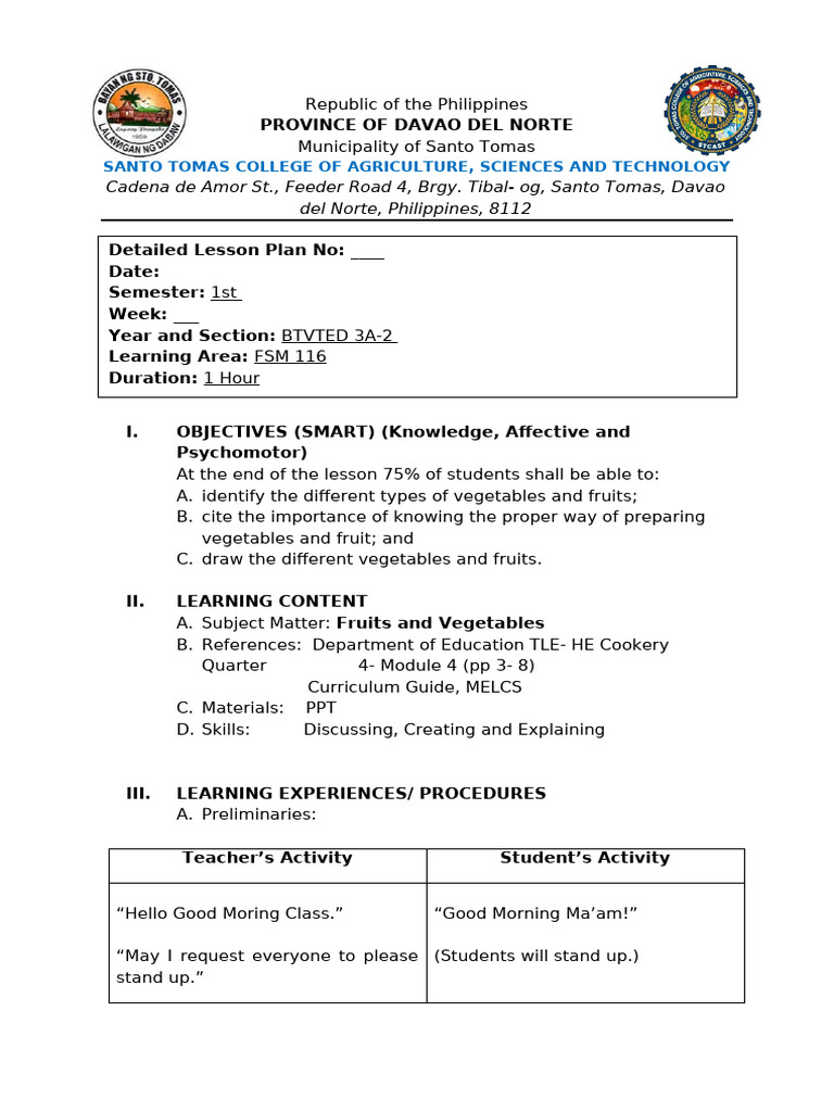 Detailed Lesson Plan Sample | PDF
