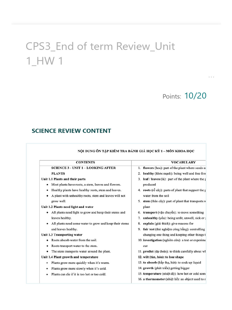 CPS3 - End of Term Review - Unit 1 - HW 1 | PDF