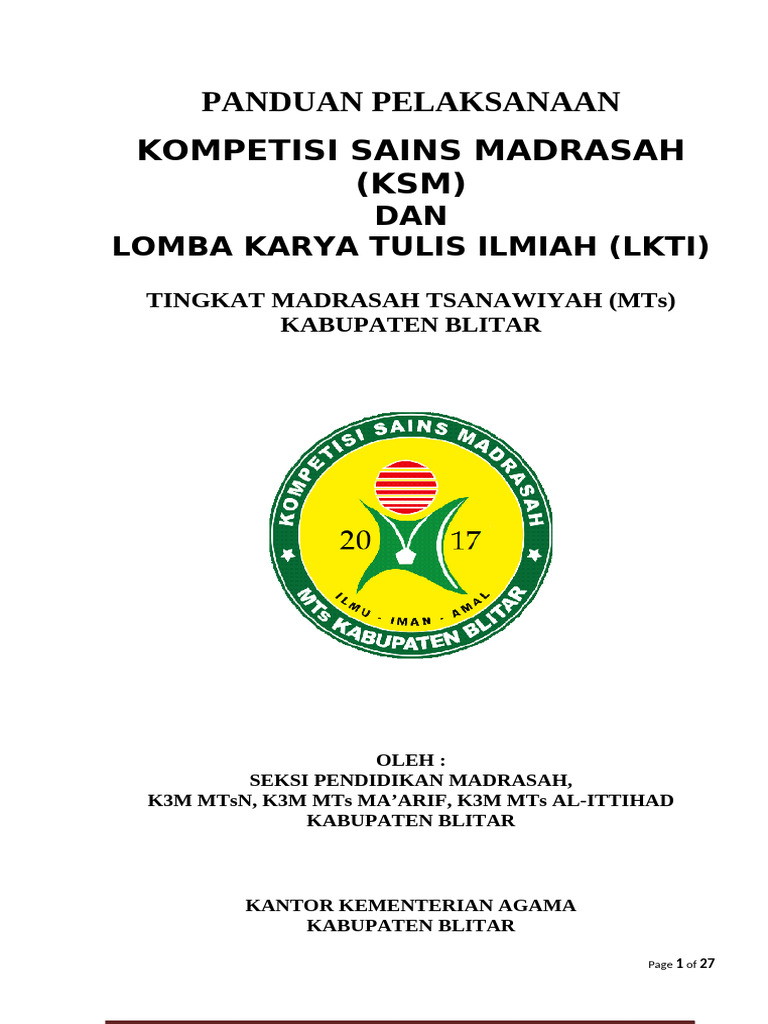 Panduan KSM Kab Blitar 2017 | PDF