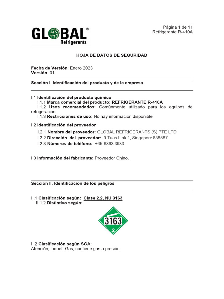 SDS Global R410A (Spanish) | PDF