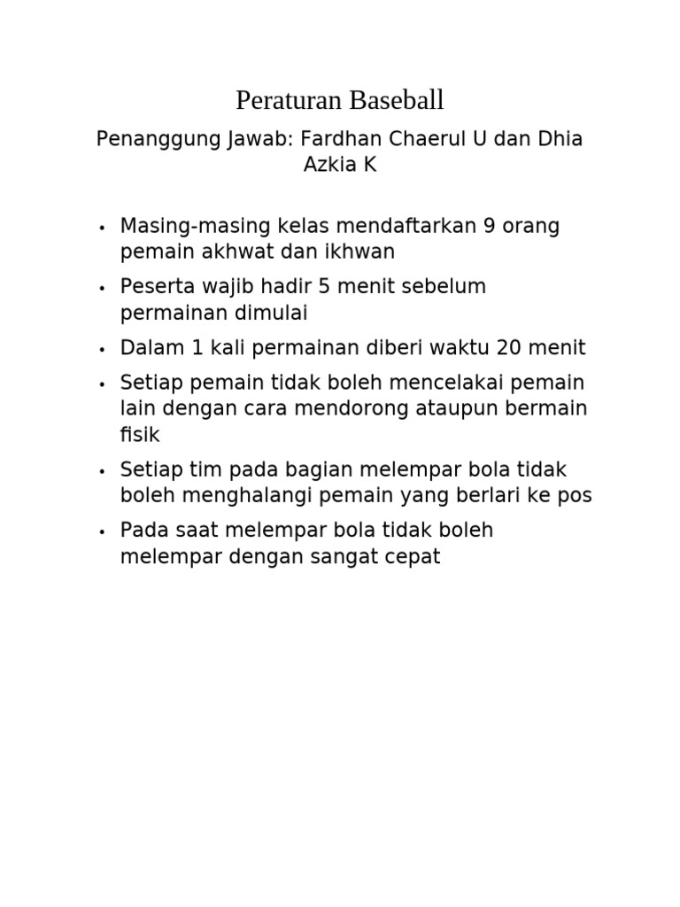 Peraturan Baseball | PDF