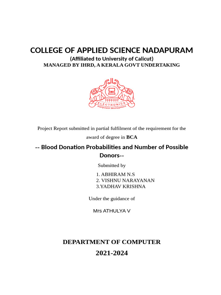 PROJECT REPORTblood | PDF | Feasibility Study | Java (Programming Language)