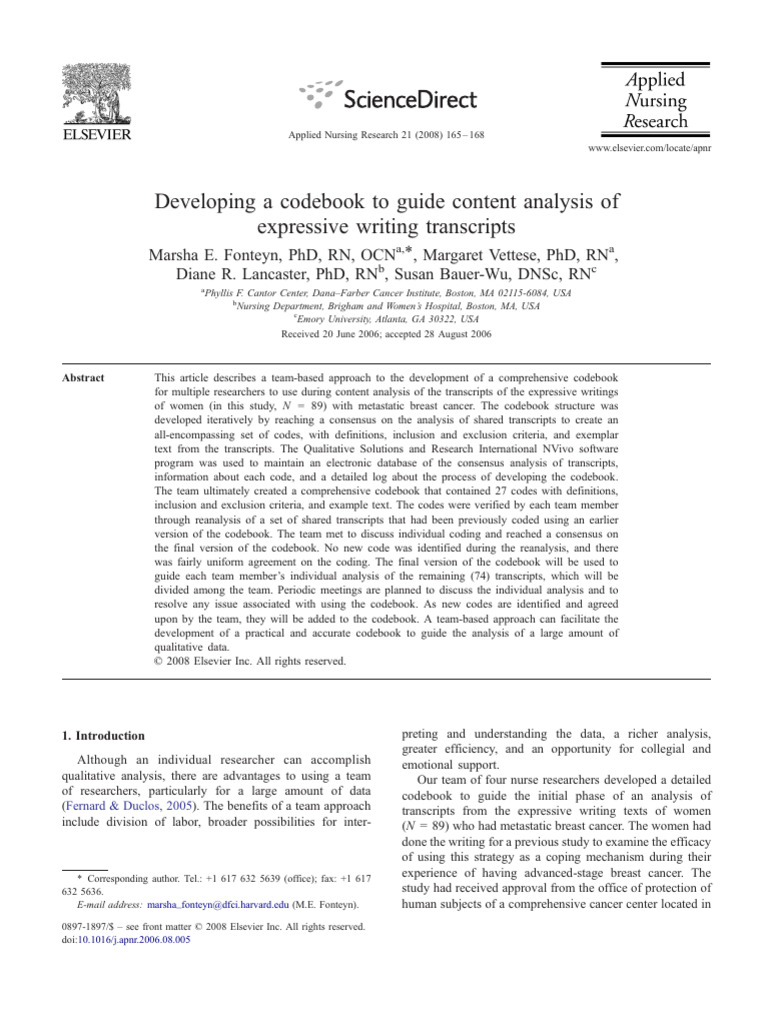 Developing A Codebook | PDF