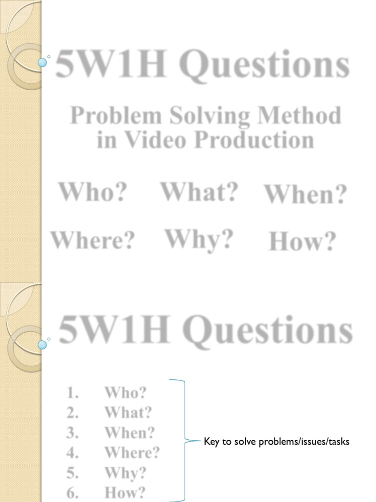 5W1H Questions (Probem Solving Methods). | PDF