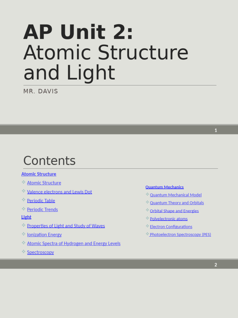 Unit 2 Atomic Structure and Light | PDF