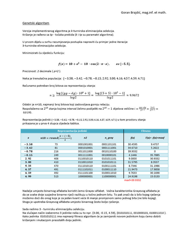 Genetski Algoritam - Dokumentacija | PDF