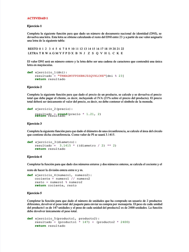 PDF Soluciones Curso Python - Unir | PDF | Python (lenguaje de programación) | Función (Matemáticas)