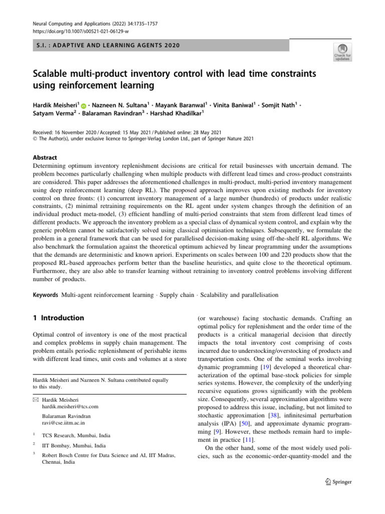 12 - Scalable Multi-Product Inventory Control With Lead Time Constraints Using Reinforcement ...