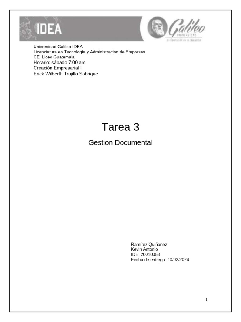 Tarea Cap 3 Creacion Empresarial | PDF