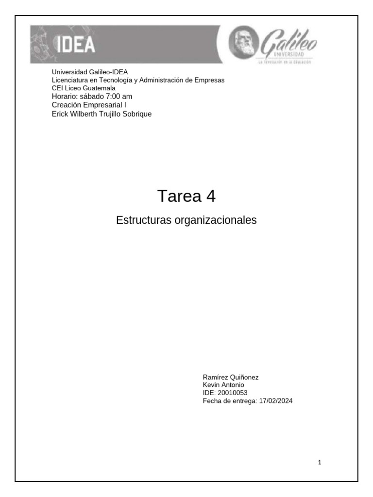 Tarea Cap 4 Creacion Empresarial | PDF
