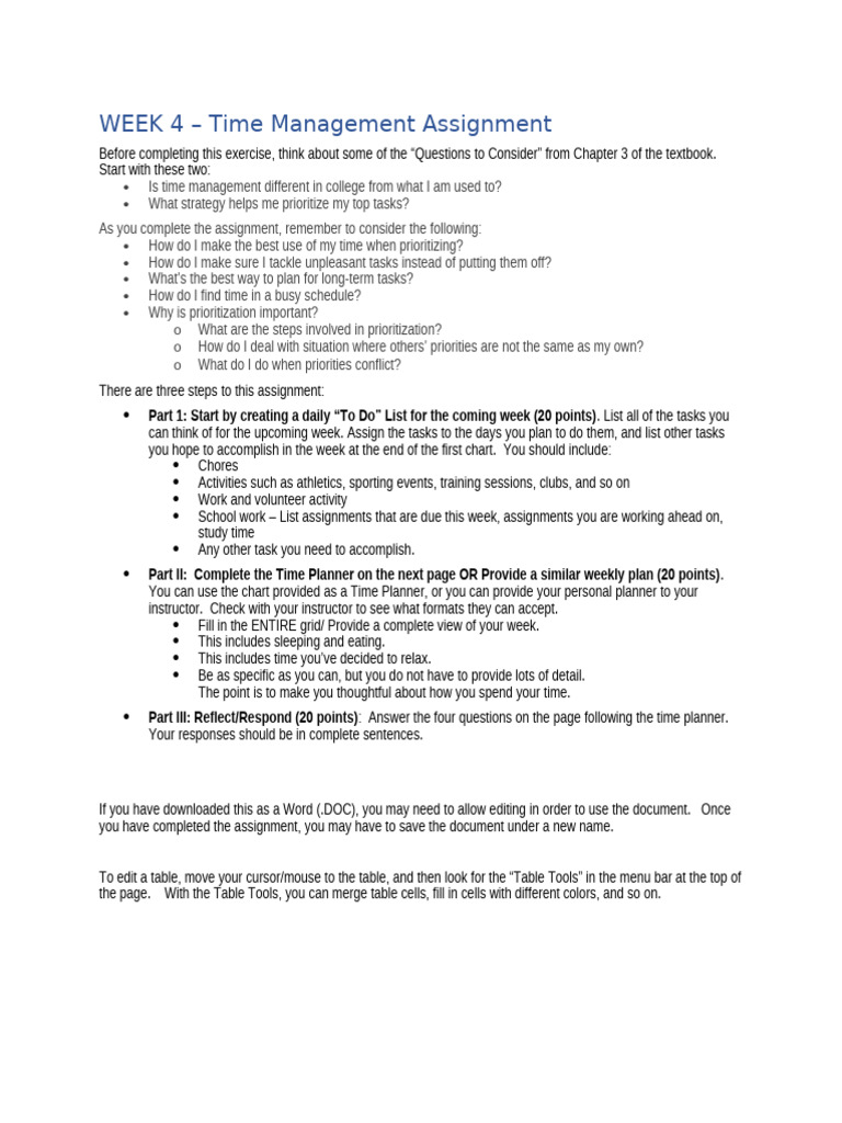 Time Management Assignment March 2024 | PDF